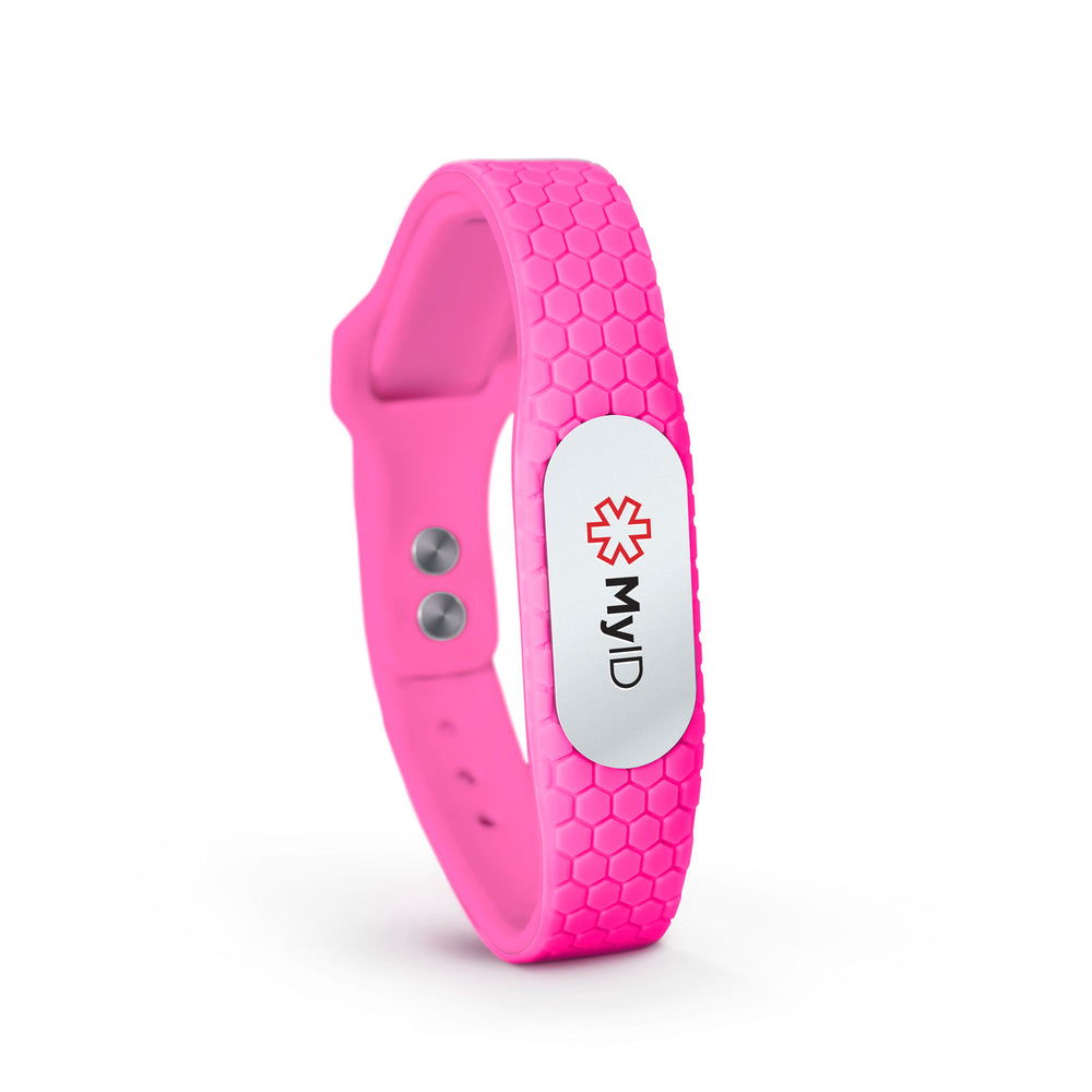 MyID Hive Medical ID Bracelet Neon Pink | Your Complete Medical Profile